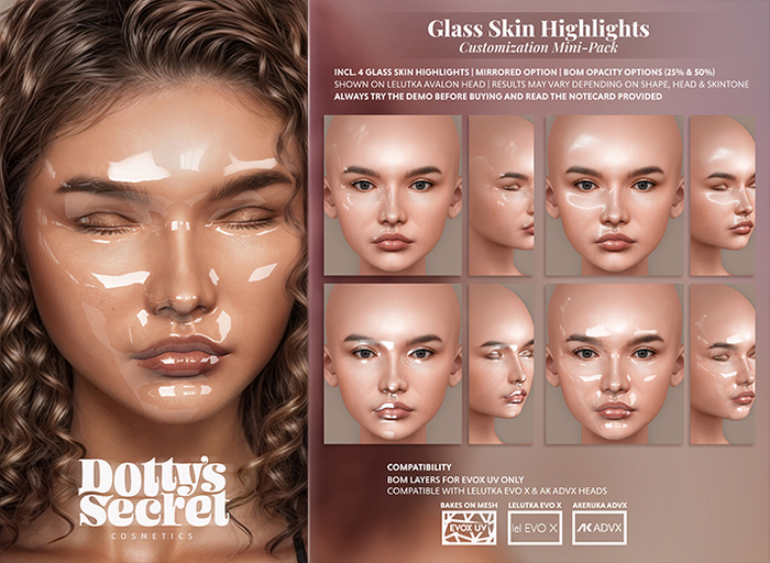 Second Life Marketplace - Dotty's Secret - Glass Skin Highlights [EVOX]